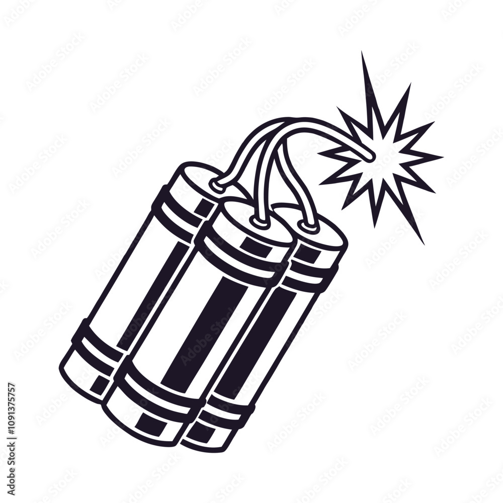 Dynamite explosive bomb device prop on an isolated white background. 3d ...