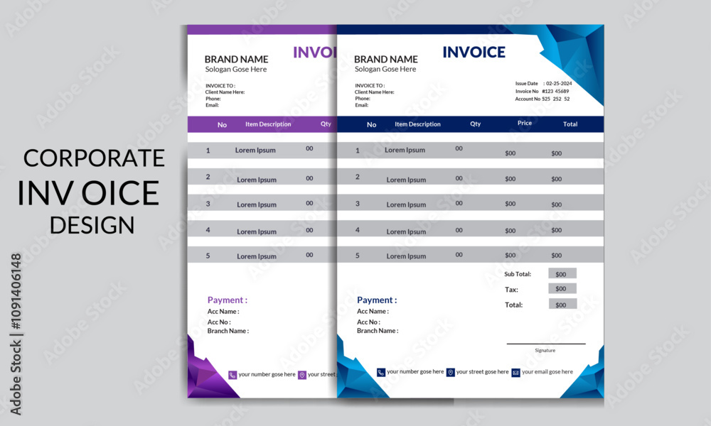 Vektor professional invoice design template ,creative invoice template ...
