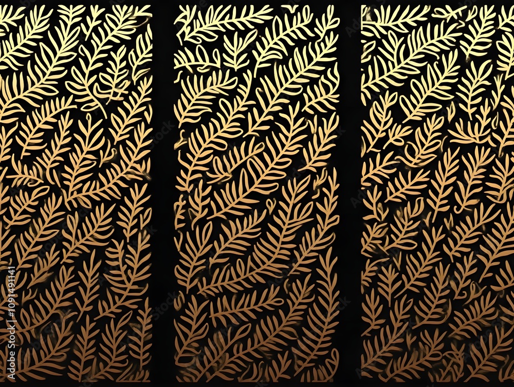 Gold foliage line art pattern collection. Laser cut with line design ...