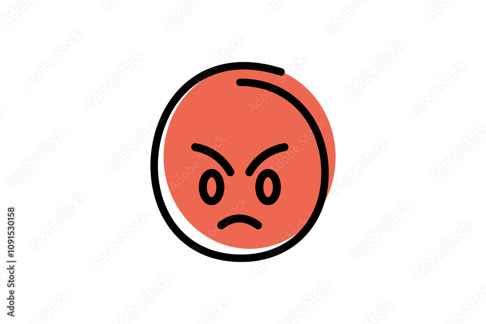Rage face emoji in abstract line art with red base color. Emoticon ...