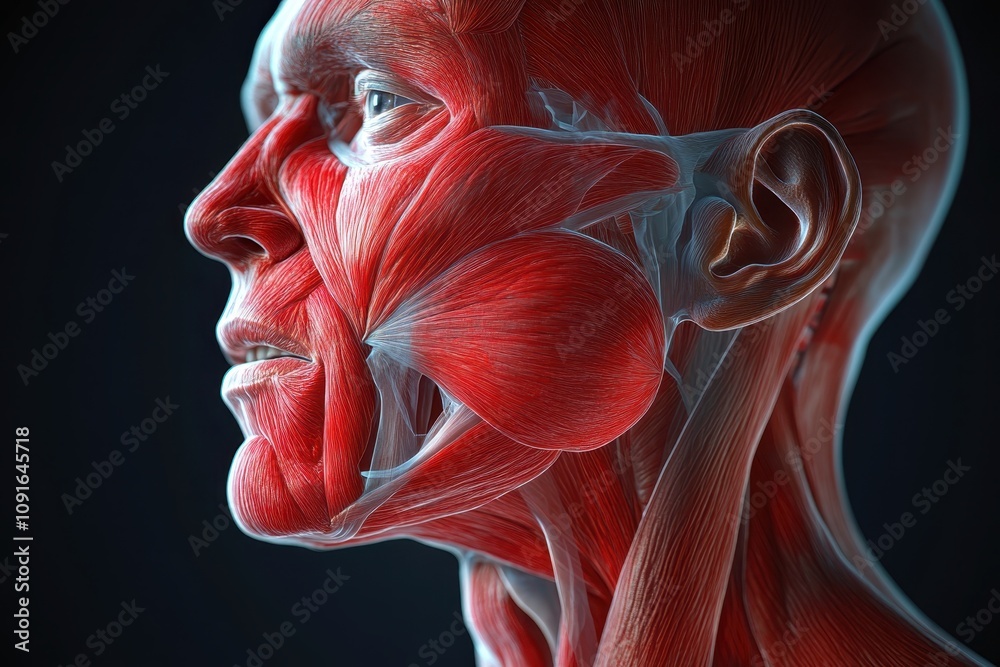 Anatomical model showcases detailed human facial muscles and structures ...