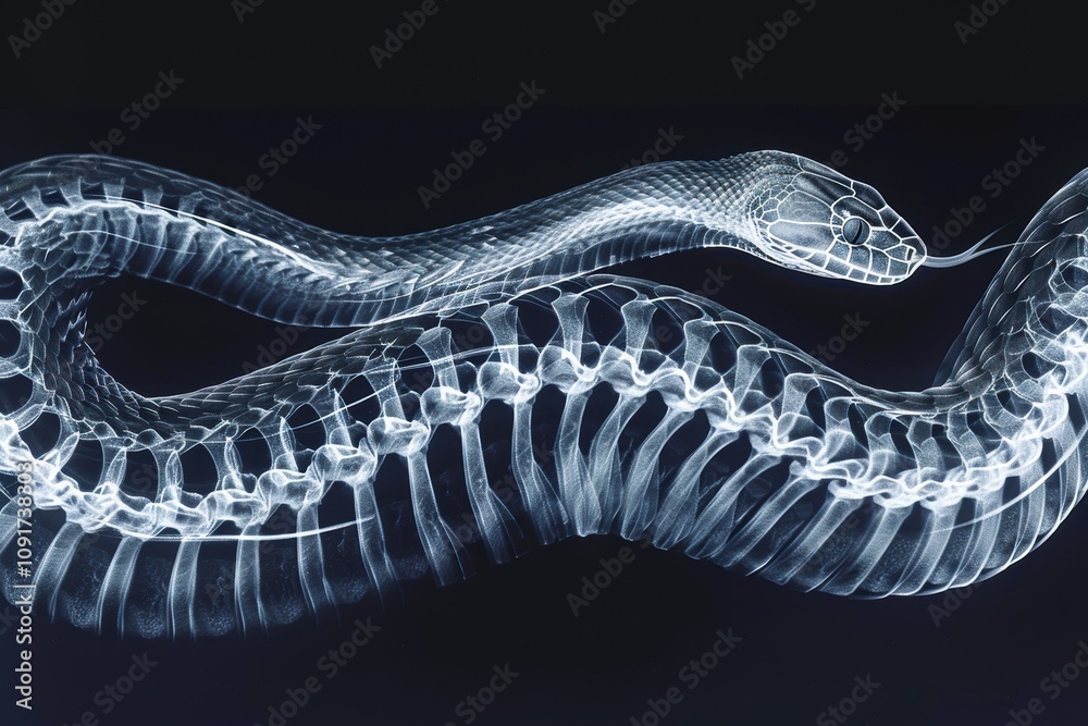 X-Ray of Snake Revealing Vertebral Column and Internal Organs for ...