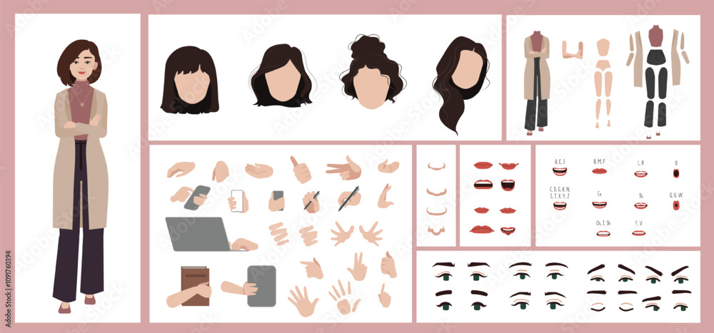 Business woman avatar creation suitable for animation. Generator ...