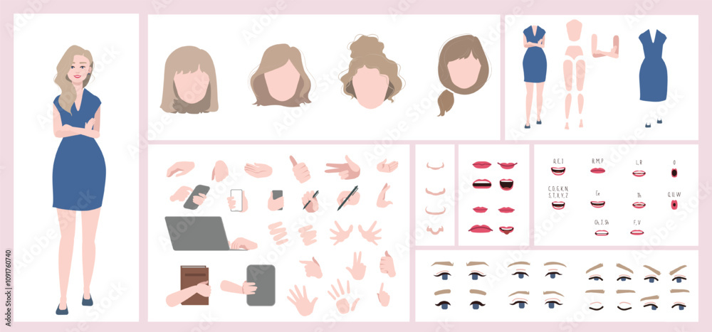 Business woman avatar creation suitable for animation. Generator ...