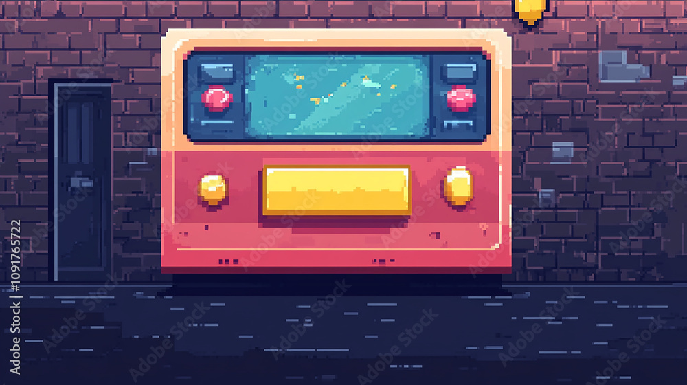 Pixel art landscape battle arena. Game background with vintage ...