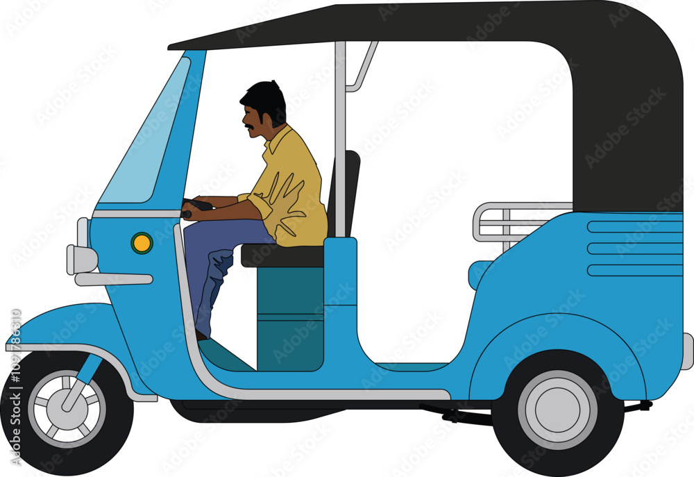 Blue auto rickshaw indian and pakistan. Auto Rikshaw Vector ...