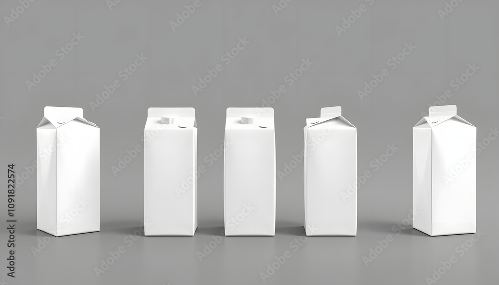 Blank white prisma juice pack with lid mockup set, different sides, 3d ...