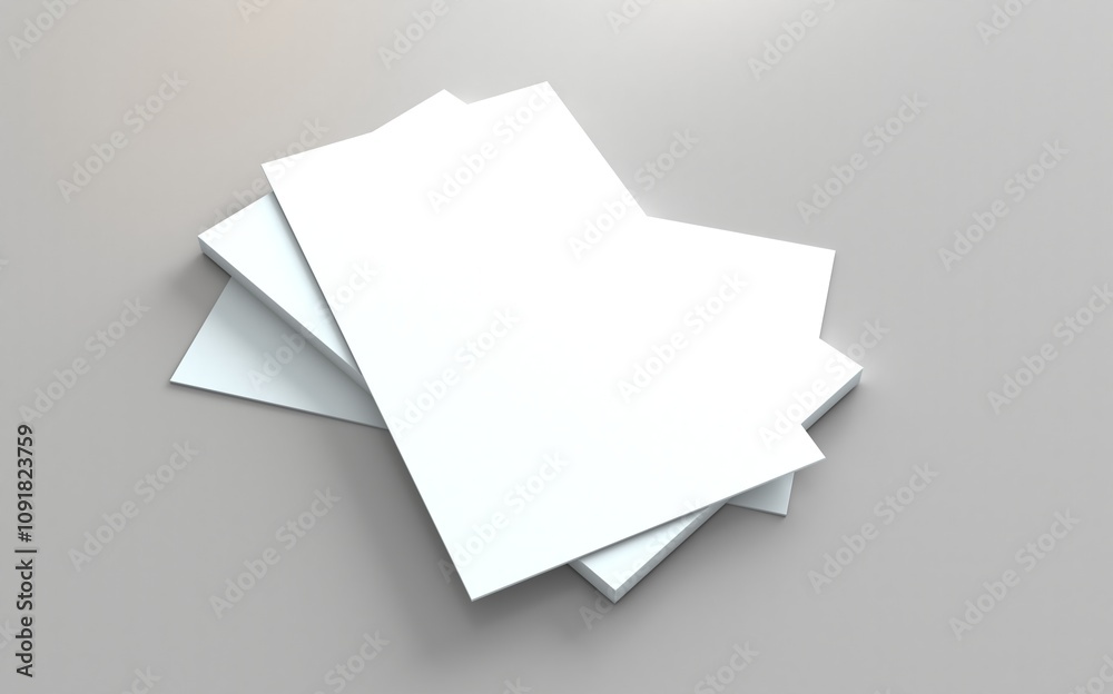 Cv, resume, letterhead, invoice mockup. Stack of A4 papers on a grey ...