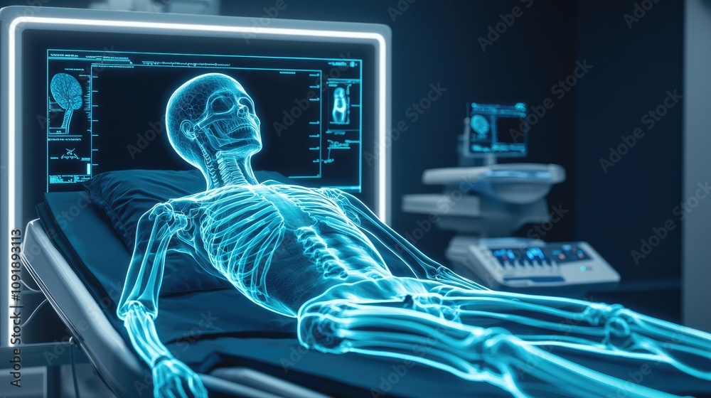 Medical AI diagnosis predictive concept. A digital representation of a ...
