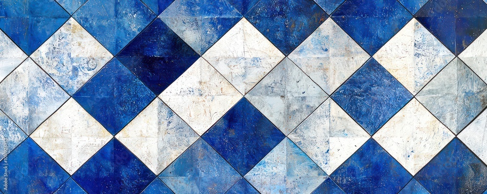 Blue and white abstract background pattern with texture and diamond ...