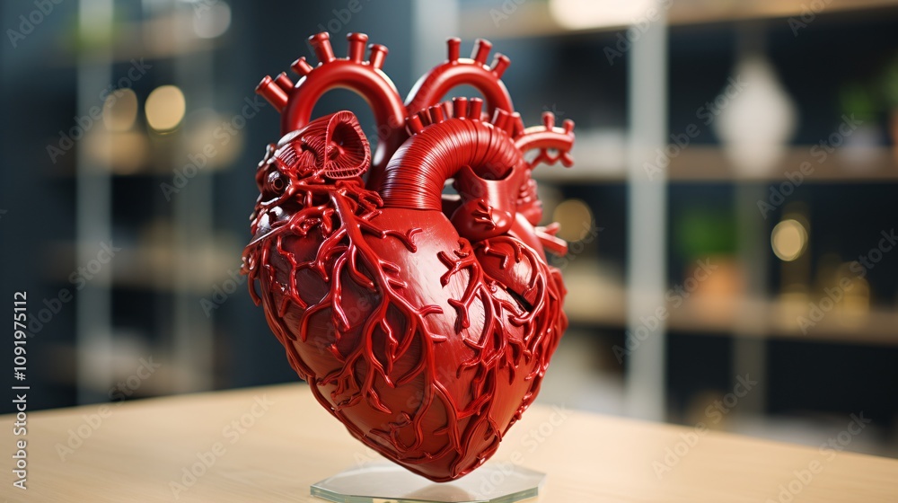 Human heart anatomy model with a focus on the left and right atriums ...