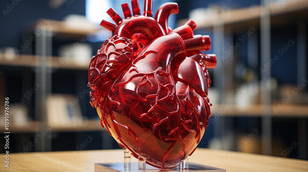 Human heart model showing the connection to the circulatory system ...