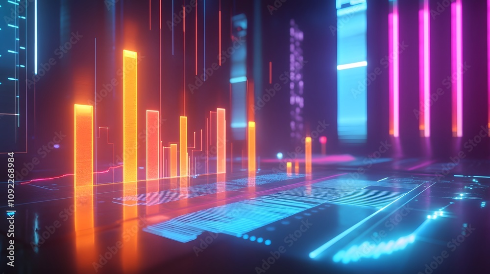 A team analyzing 3D glowing graphs of problem areas and 2D animated ...