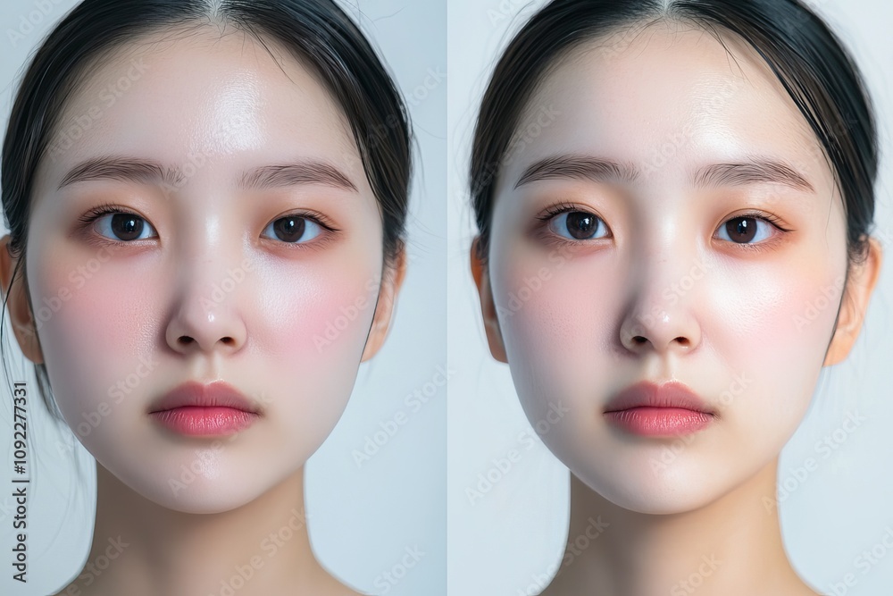 Side-by-side comparison of two similar female portraits highlighting ...