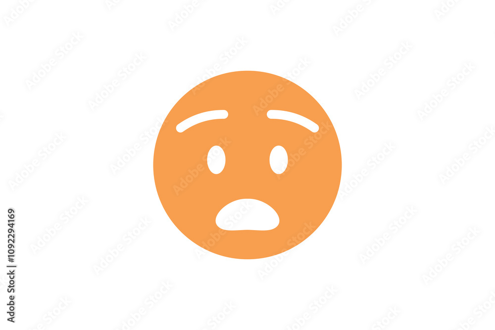 Anguished face emoji. Emoticon vector icon, flat design isolated on ...