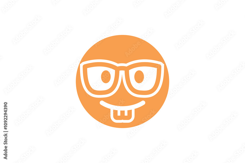 Nerd face emoji. Emoticon vector icon, flat design isolated on ...