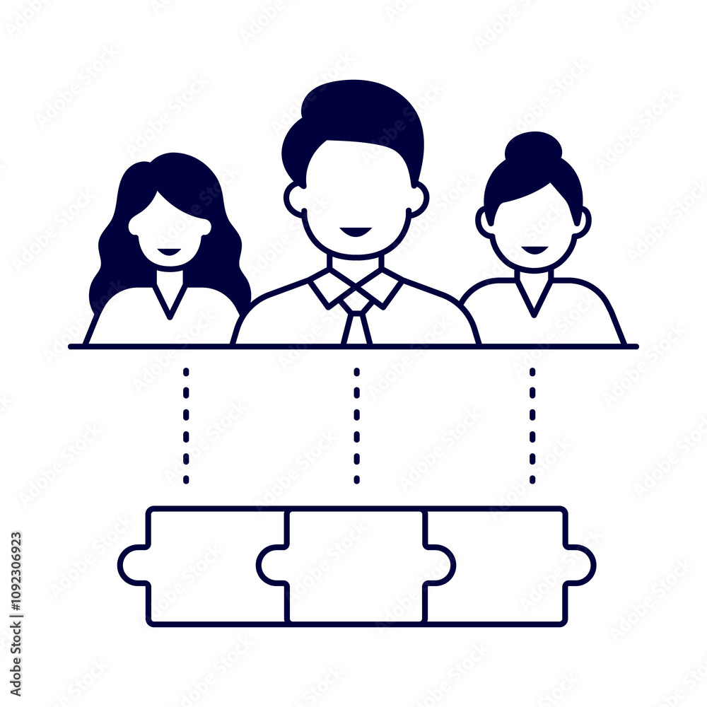Employee Engagement Icon – People Connected by Puzzle Pieces ...