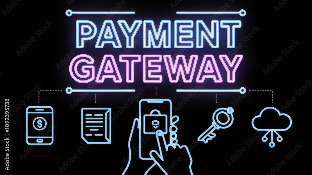 Payment Gateway Icon Symbols on Dark Background Representing Digital ...