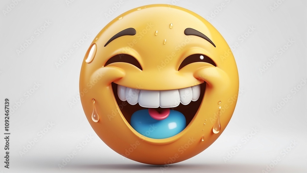 Laughing With tears face emoji, 3d style emoticon. Rofl Lol sweat ...
