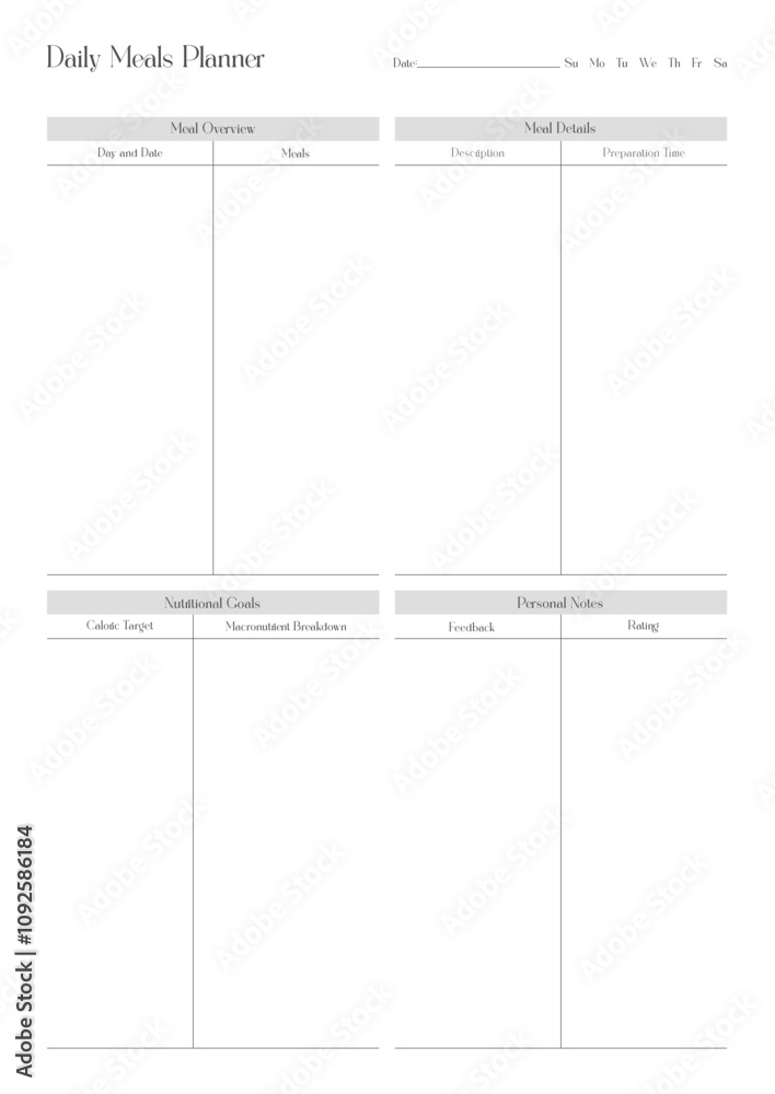 Comprehensive Meal Planning Sheets for Weekly, Monthly, and Daily Meal ...