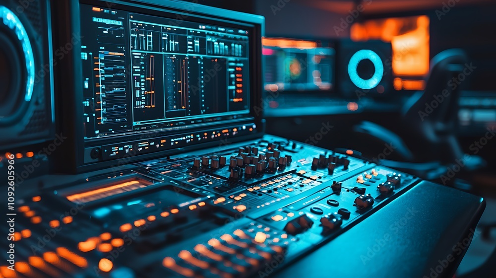 Professional Music Studio Setup Audio Mixing Console Digital Audio ...