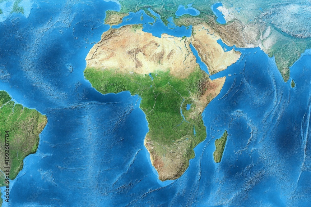 A map of Africa focused on the Great Rift Valley, showing tectonic ...