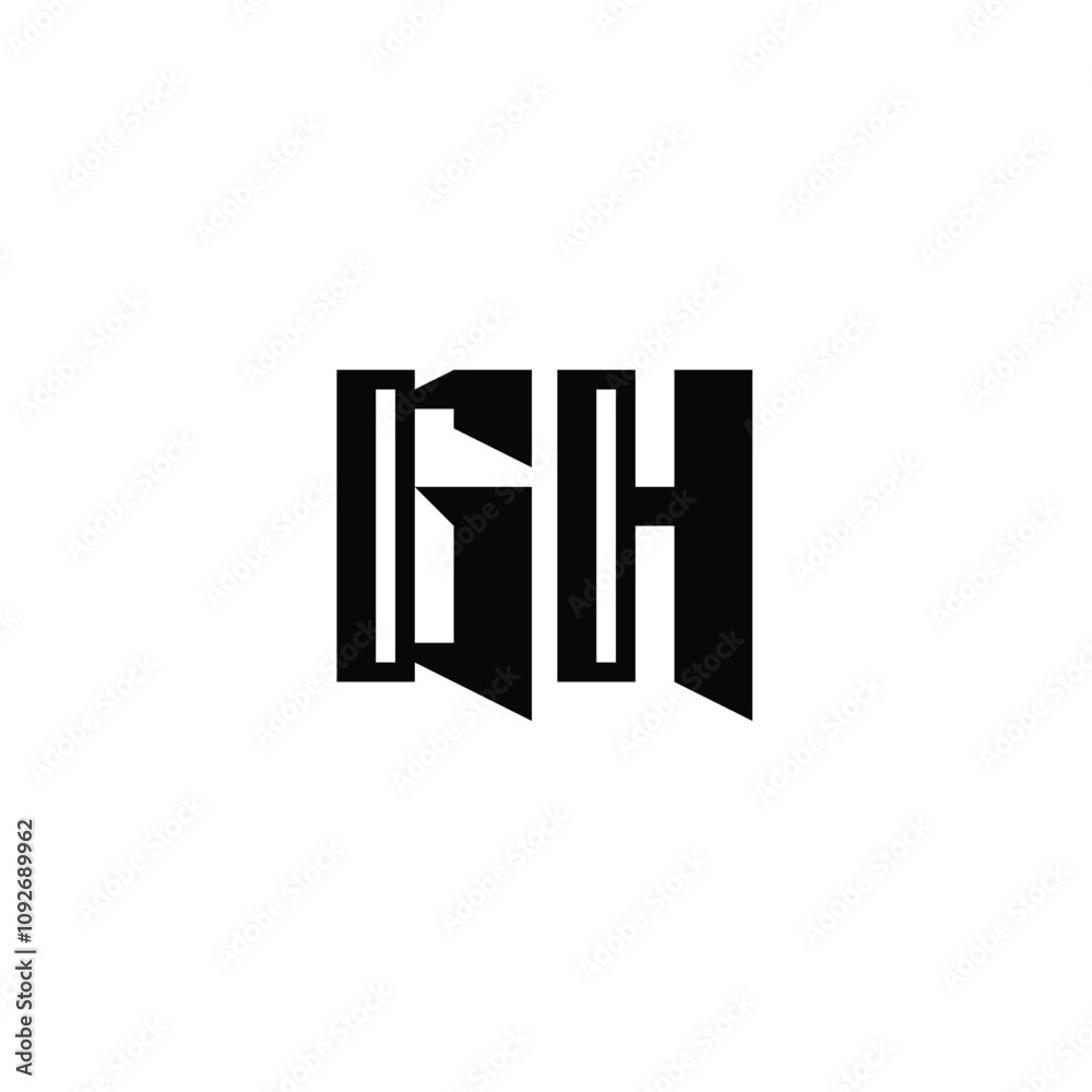 GH monogram logo design letter text name symbol monochrome logotype ...