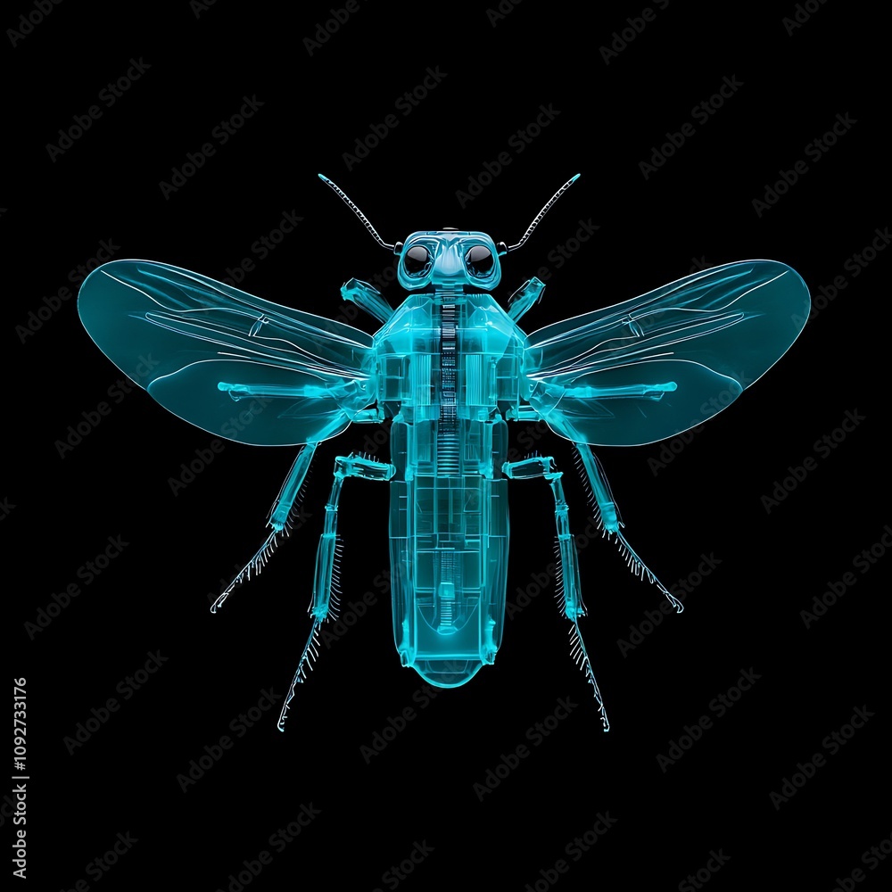 Transparent Blue Insect Model: Detailed Representation of a Fly in X ...