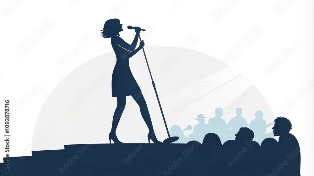 Singer Performing on Stage With a Captivated Audience in a Concert ...