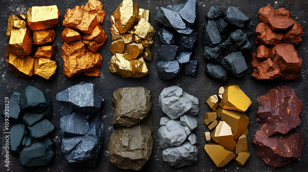 Ilustración de Stock Metallic Ore Rocks: A Visual Guide to Minerals ...