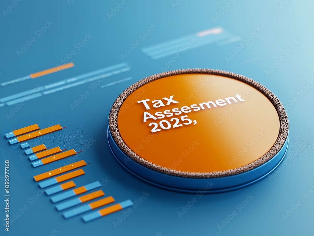 Income tax assessment. Tax assessment graphic for 2025 with vibrant ...