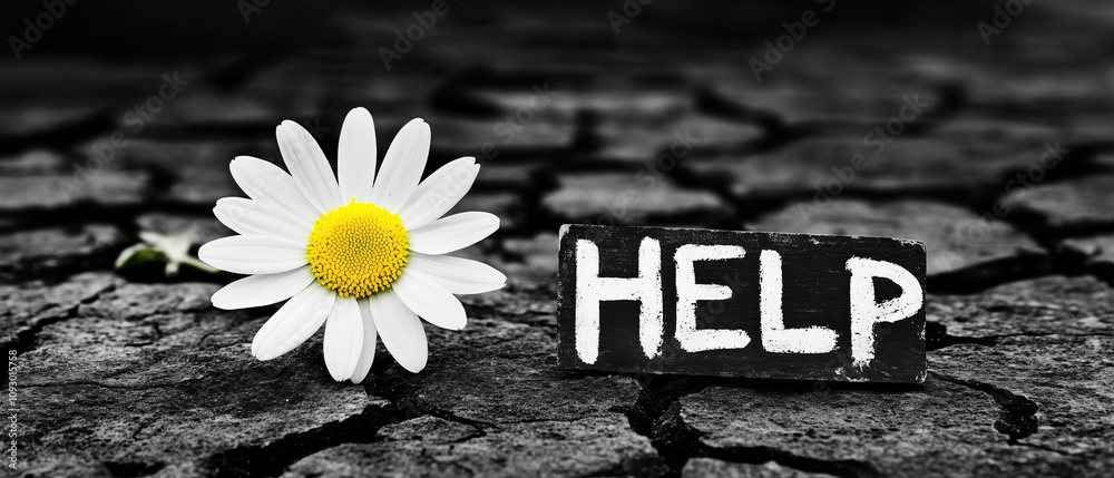 Conceptual representation of climate change with a flower and a call ...