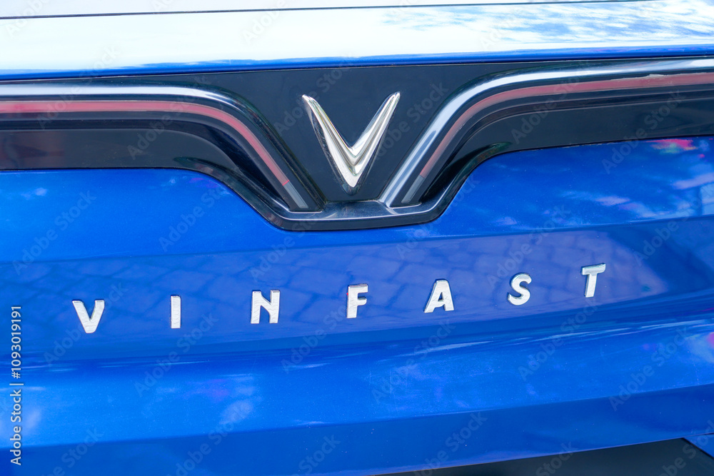 Blue Vinfast electric SUV logo. Vietnam, Nha Trang, 20 November 2024 ...