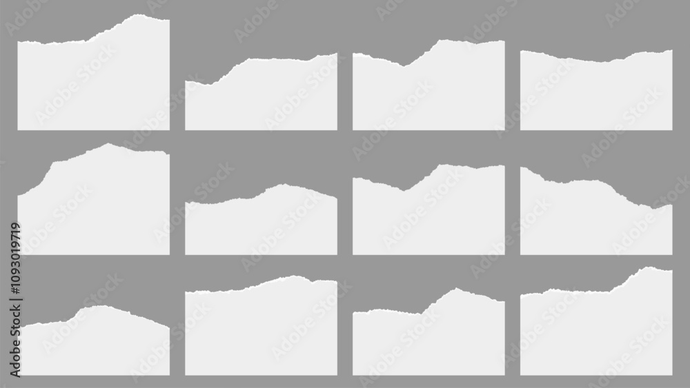 Clipart ripped paper set design. Retro texture background Collection of ...