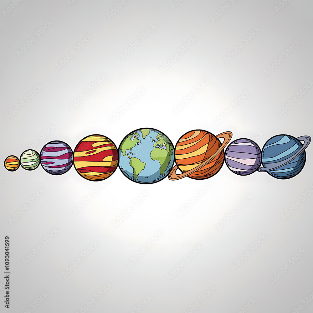 Cartoon Solar System Planets Stock Illustration | Adobe Stock