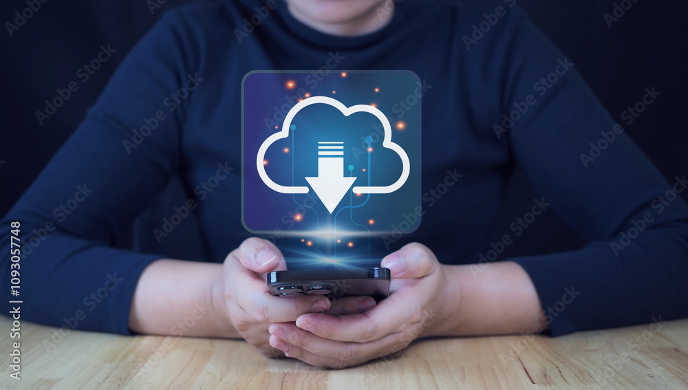 Download Technology for Data Storage and Transfer. A person holds ...