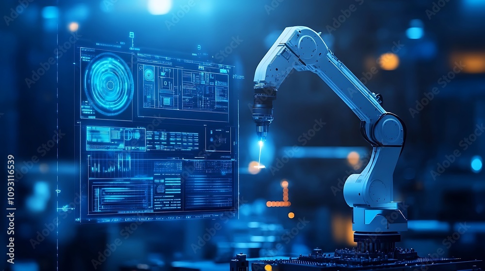 Robotic arm performing additive manufacturing of metal components in an ...