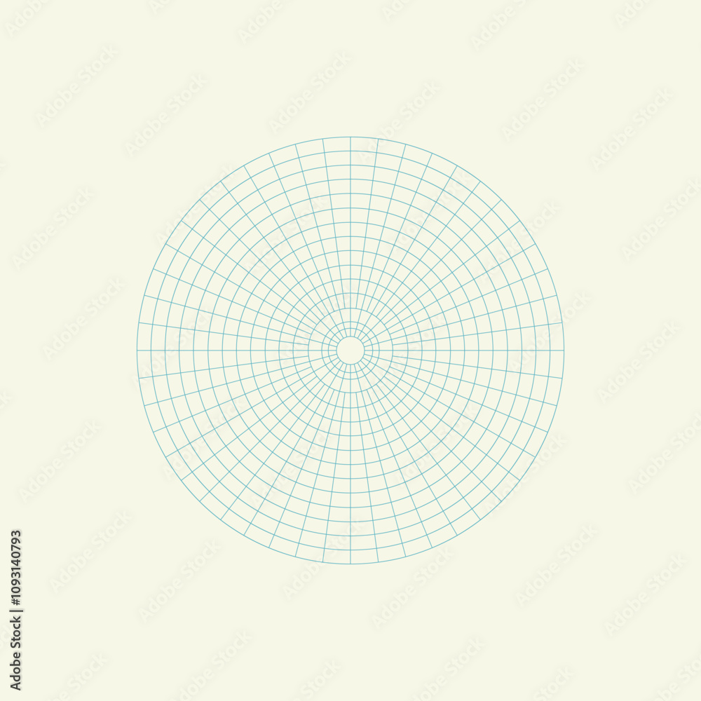 Polar coordinate circular grid isolated on white background. 360 ...