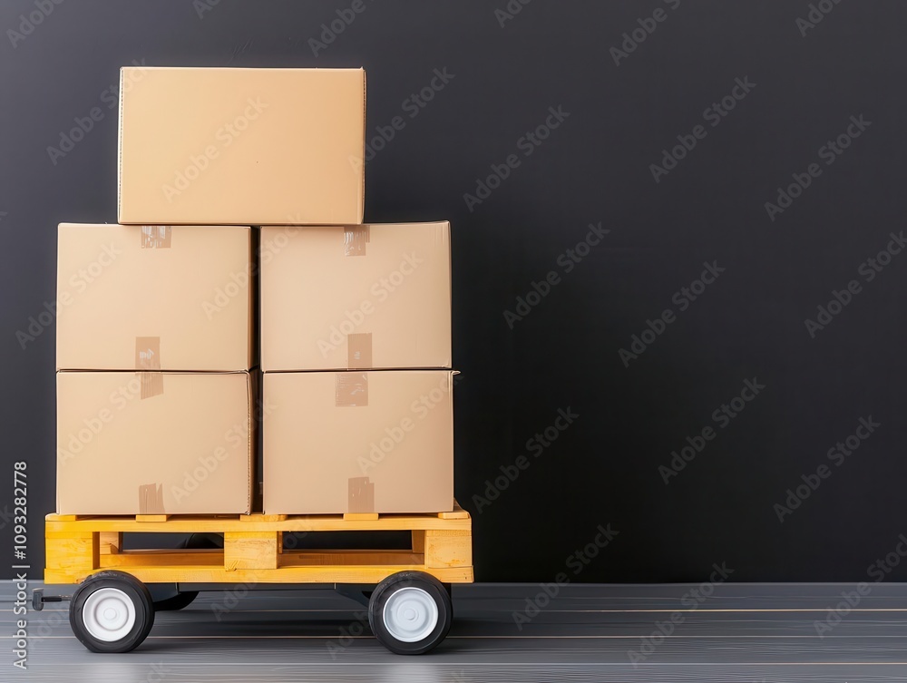 Pallet of frozen food boxes being loaded into a refrigerated truck at ...