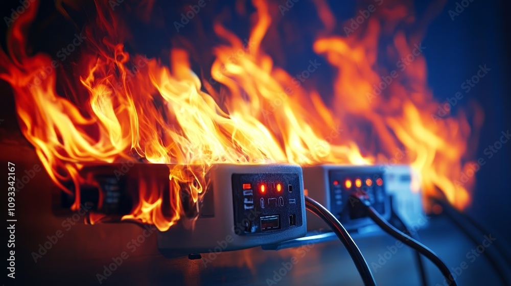 Beware of Electrical Outlet Fire Hazard Dangerous Flames Erupting from ...