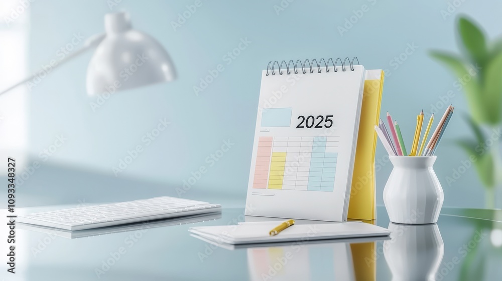 Goal setting and planning in 2025 concept. Color-coded planner for 2025 ...