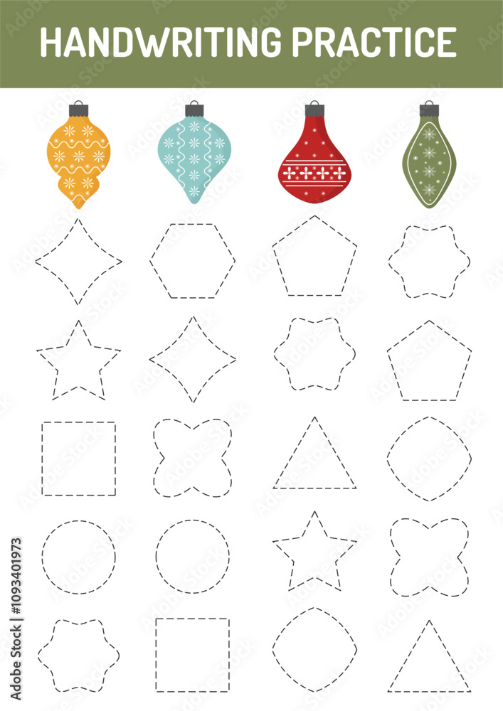 Tracing lines and learning shapes educational worksheet for children ...