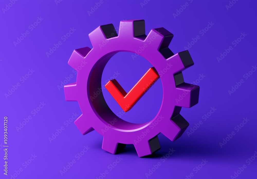 Illustrate an icon with a gear and a checkmark, representing system ...