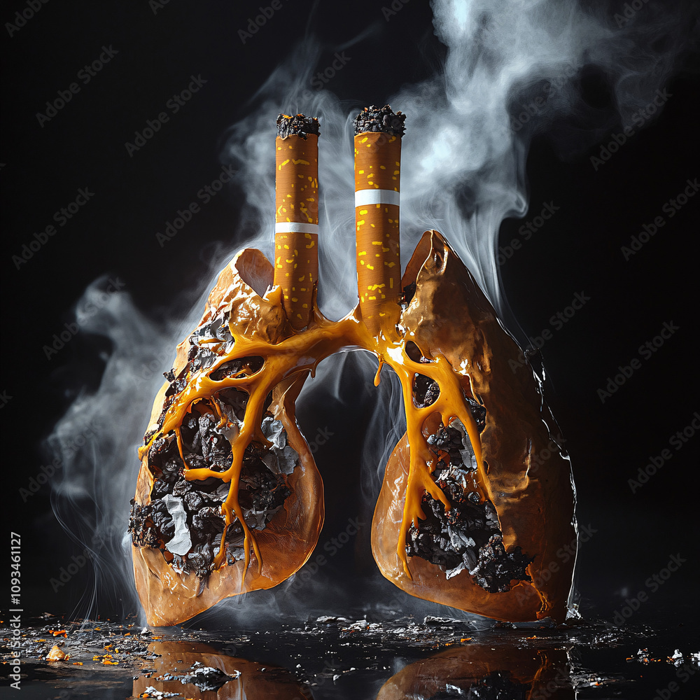 Hyper-Realistic Illustration of Human Lungs Made from Burning ...