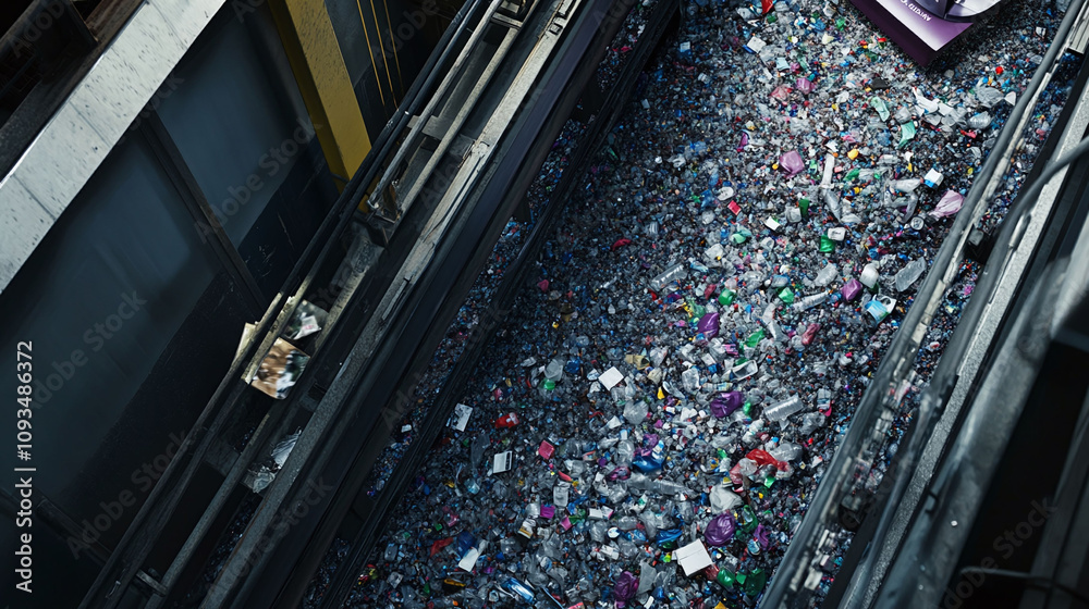 Foto de Stock Recycling plant sorting system powered by computer vision ...