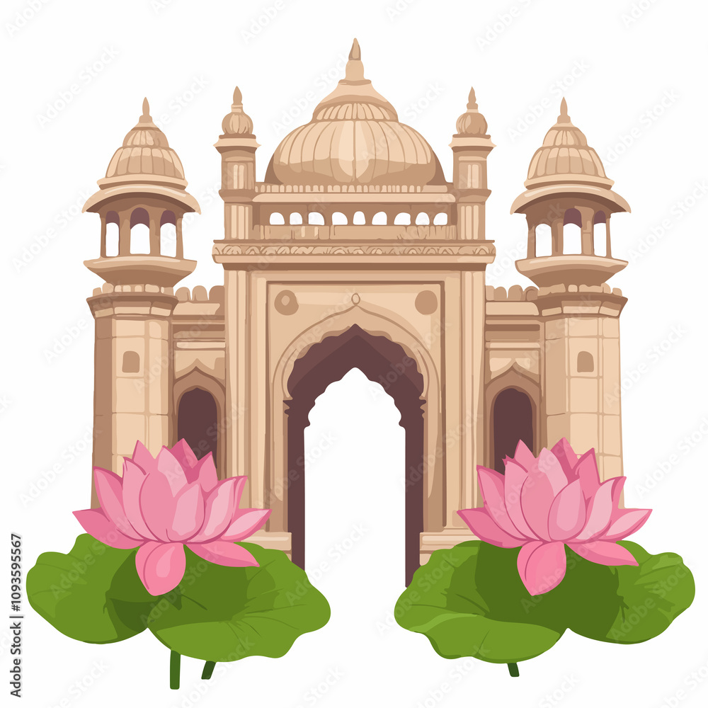 Beautiful Indian Building Monuments with Gateway of India View Stock ...