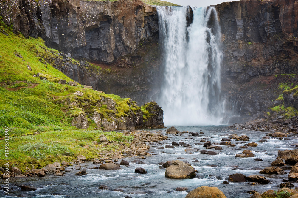 Gufufoss waterfall near Seyðisfjörður in the beautiful East Fjords of ...