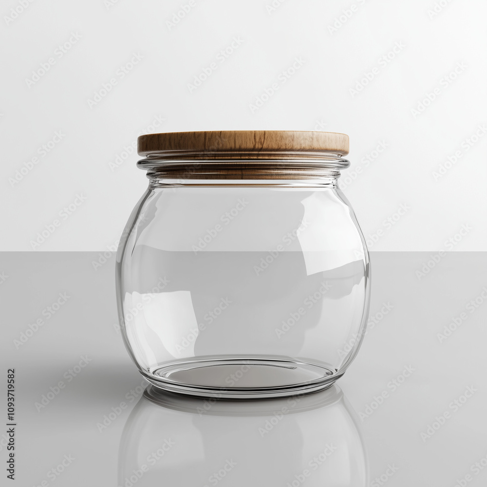 Clear Glass Jar Round Circular Empty Blank Mockup Organize Organization ...