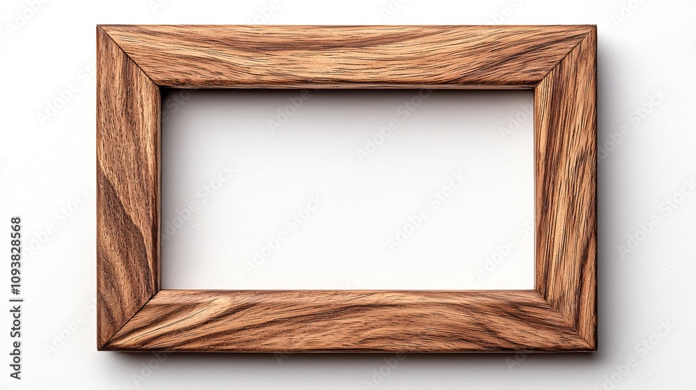 Classic wooden window frame in a rich, polished wood texture, centered ...