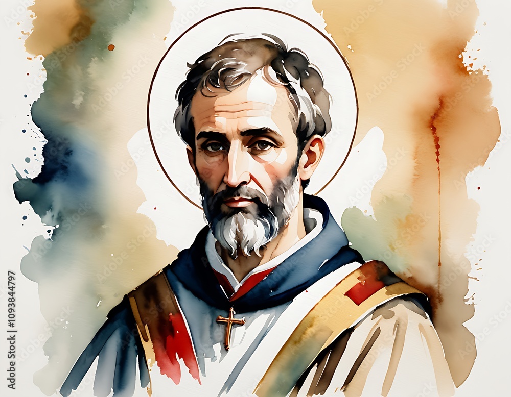 Illustration Stock Watercolour Painting of Saint Timothy. Timothy or ...